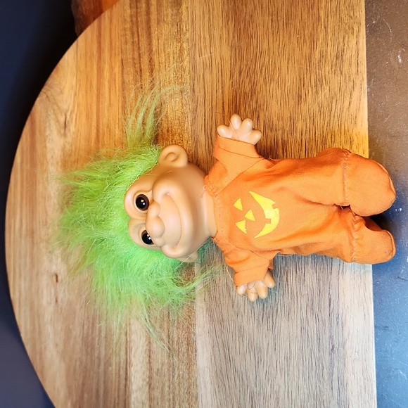 Russ | Toys | 98s Halloween Fall Pumpkin Troll With Green Hair 6in Russ ...